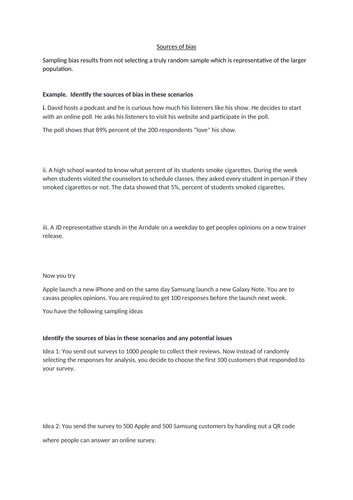 Edexcel A level statistics: 6. Sampling methods and Sources of Bias ...