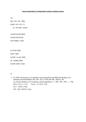 A level statistics: Linear combination of independent normal variables ...
