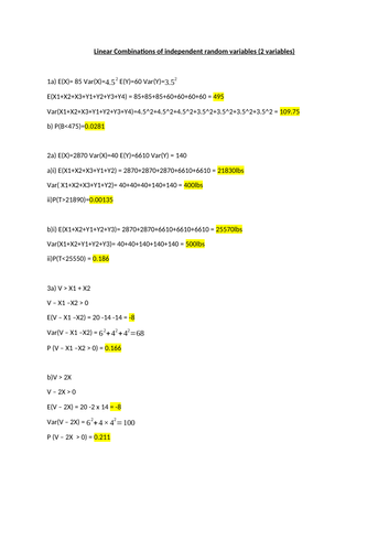 A level statistics: Linear combination of independent normal variables ...