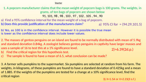 A Level Statistics Critical Regions With Normal T Binomial And
