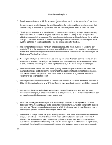 A Level Statistics Critical Regions With Normal T Binomial And