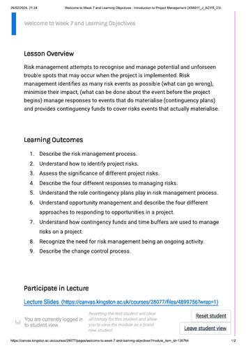 Foundations Of Project Management Lesson 7 Managing Risk Of Projects Teaching Resources