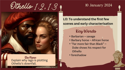 Othello A Level Literature: Lesson 3 -Act 1 Scenes 2 and 3 | Teaching ...