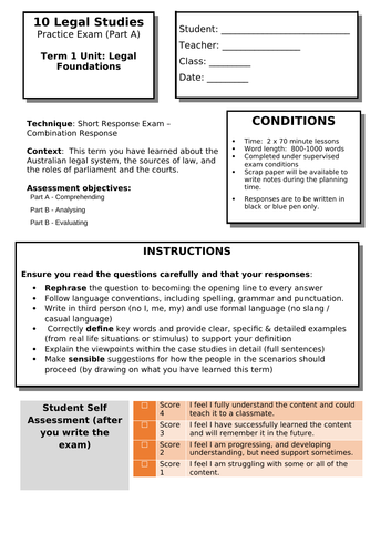 Legal Studies – Australian context – Legal foundations practice exam ...