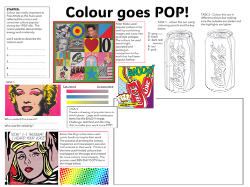 Pop Art Colour - Cover - Worksheet | Teaching Resources