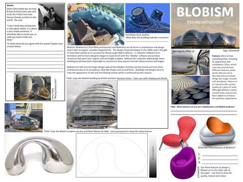 Design movement - Cover Worksheets - Blobism | Teaching Resources