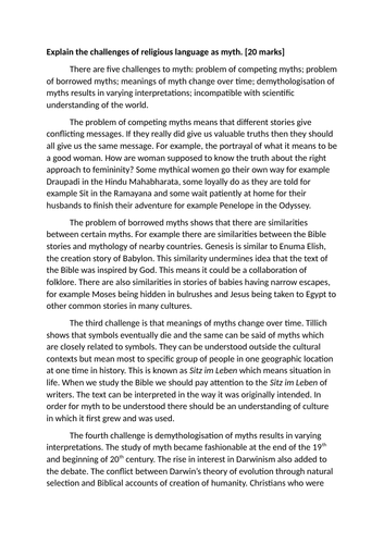 A-Level RS: Religious Language as Non-Cognitive and Mythical - Full ...