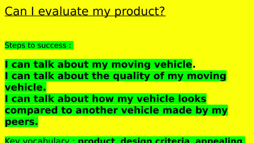 Moving Vehicles- Design and Technology : design, make and evaluate ...
