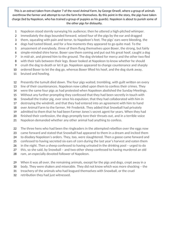 English Language Paper 1 AQA Text Extract and Questions 1-5 (full ...