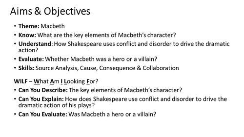 Card Sort: Was Macbeth a Hero or a Villain? | Teaching Resources