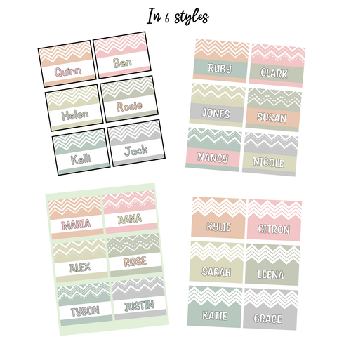 Printable chevron Student Name Tags, Editable Boho neutral Classroom ...