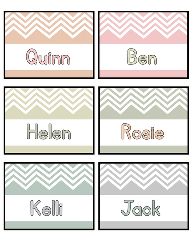 Printable chevron Student Name Tags, Editable Boho neutral Classroom ...