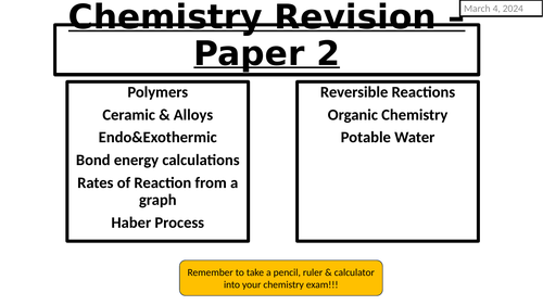 GCSE Chemistry Paper 2 Revision materials | Teaching Resources