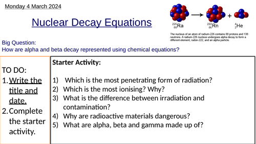 GCSE Radioactive Decay | Teaching Resources