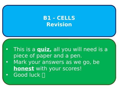 AQA GCSE SCIENCE -B1 (CELLS) REVISION | Teaching Resources
