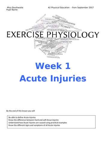 OCR PE A-Level Injuries - Acute and Chronic Pupil Packs | Teaching ...