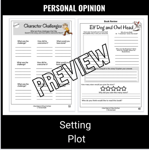 ELF DOG AND OWL HEAD Novel study and Reading Comprehension | Teaching ...