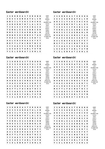 Easter Wordsearches FREE KS3 or KS4. Suitable for English, Maths ...