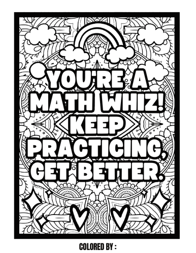 4th Grade Math Posters Facts, Encouraging Affirmations Coloring Pages ...