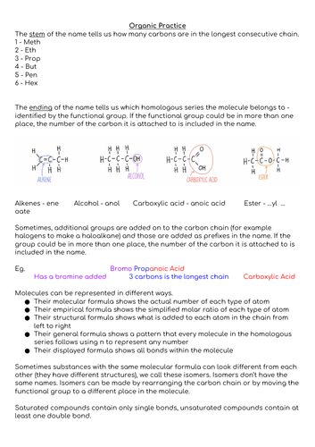 Organic Chemistry - Naming, isomerism, formulae and common reactions ...