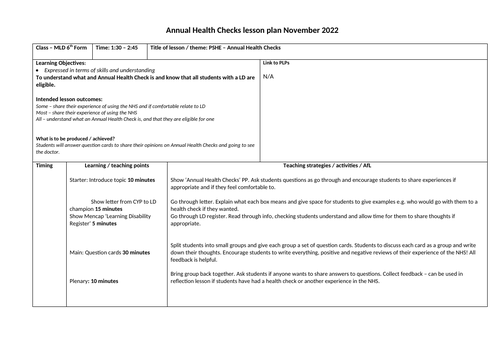 Annual health check lesson plans and resources. | Teaching Resources