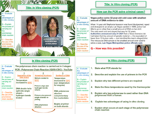 In Vitro - PCR - AQA A Level Biology- 21. Recombinant DNA Technology ...
