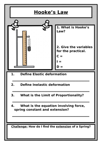 Hooke's Law Worksheet | Teaching Resources