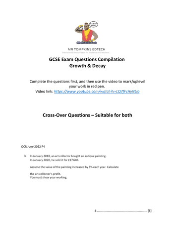 Growth and Decay - GCSE Maths Exam Questions | Teaching Resources
