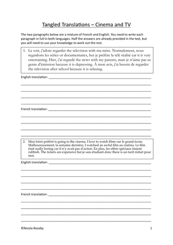 Tangled Translation - cinema and TV | Teaching Resources