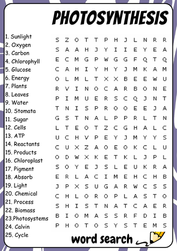 PHOTOSYNTHESIS Word Search Puzzle | Teaching Resources