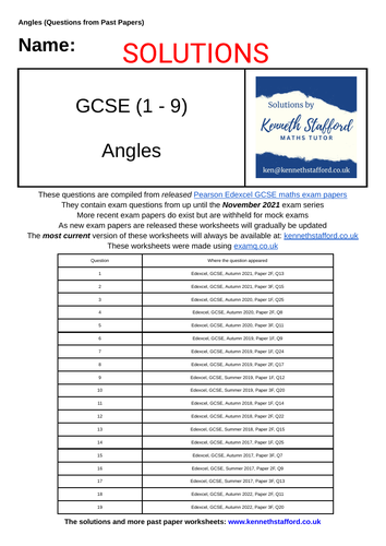 Angles Gcse Maths Past Paper Questions Teaching Resources