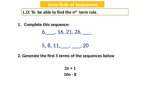 Finding nth term of linear sequences | Teaching Resources