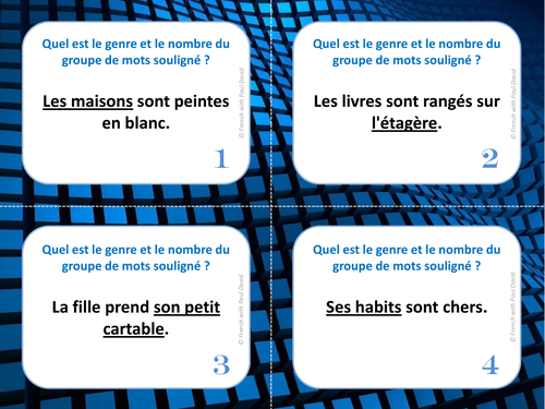 Le genre et le nombre - 36 cartes à tâches / French grammar | Teaching ...