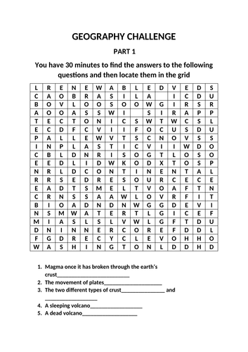 KEY STAGE 3 GEOGRAPHY END OF TERM FUN ACTIVITY | Teaching Resources