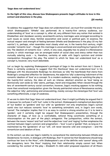 A-level English Literature 'Othello' model essays | Teaching Resources