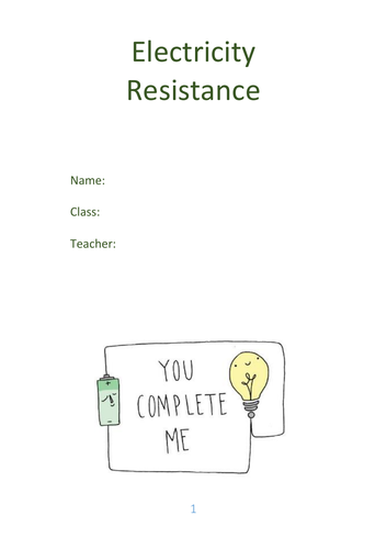 KS3 Physics Electricity Resistance 4 worksheets with answers | Teaching ...
