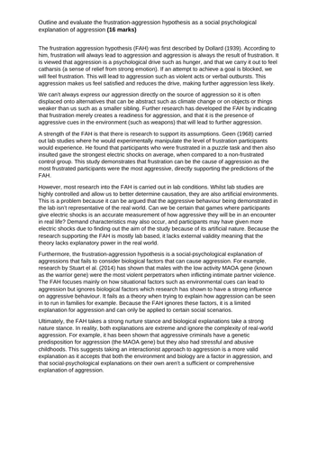 L5: Frustration-Aggression Hypothesis - AQA Psychology | Teaching Resources