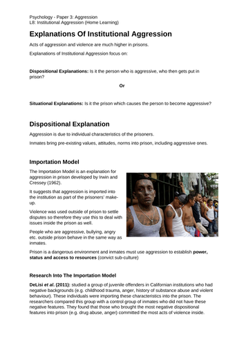 L8: Institutional Aggression - AQA Psychology - Paper 3 | Teaching ...