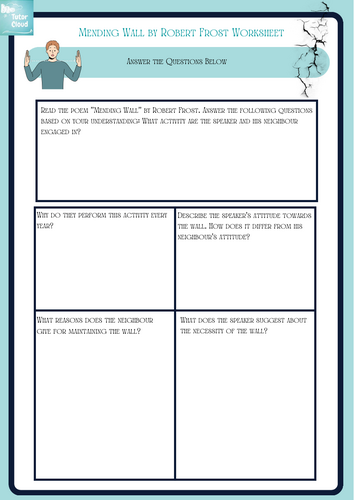Mending Wall by Robert Frost Worksheet | Teaching Resources