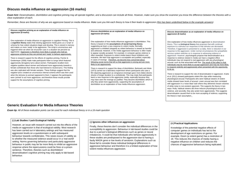 L9/10: Media Aggression - AQA Psychology - Paper 3 | Teaching Resources
