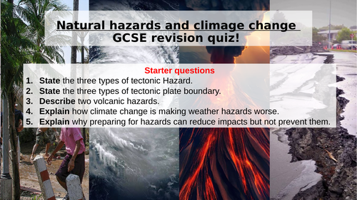 GCSE Geography Quiz. 65Qs Tectonic hazards, tropical storms and Extreme ...