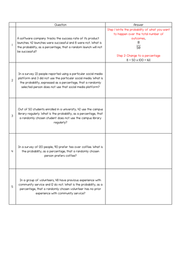 "Master Probability as a Percentage: 20 Exam-Style Questions for ...