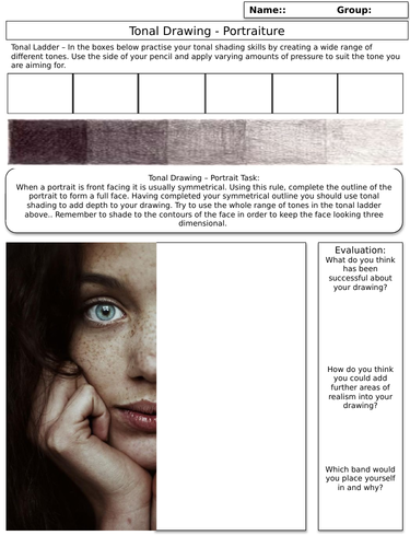 Tonal Drawing - portraiture cover sheet | Teaching Resources