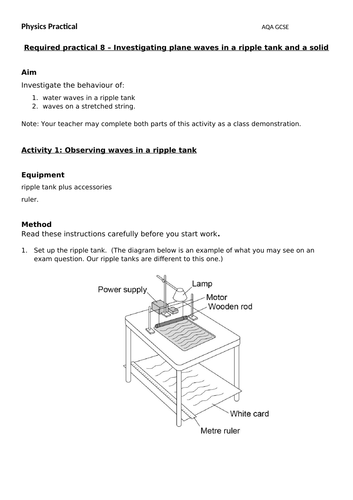 Waves in a Ripple Tank and Solid Required Practical AQA GCSE Physics ...