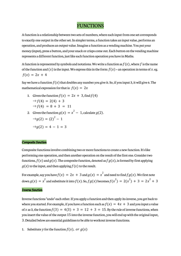 GCSE MATHS: FUNCTIONS | Teaching Resources GCSE MATHS: FUNCTIONS | Teaching Resources