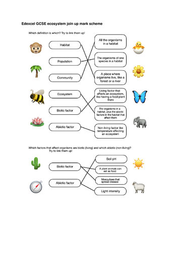 Edexcel GCSE ecosystem worksheets, GCSE 9-1 biology | Teaching Resources