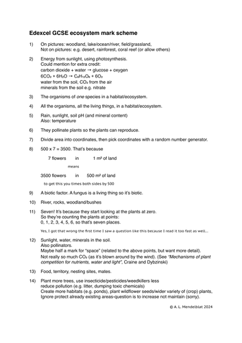 Edexcel GCSE ecosystem worksheets, GCSE 9-1 biology | Teaching Resources