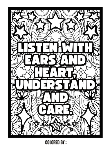 Active Listening Poster Coloring & Encouragement Sayings, Relaxing ...