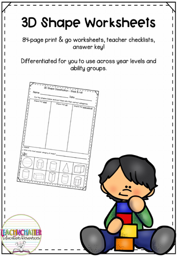 3d shape attributes worksheets | Teaching Resources