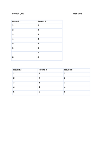 French Free Time Quiz | Teaching Resources